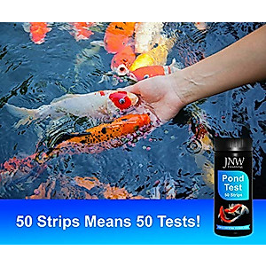 Pond Test Strips - 7-1 Pond Water Testing Kit with Ebook - Pond pH Test Kit with 50 Quick and Accurate Fish Tank Test Strips - 50 Test Strips by JNW Direct