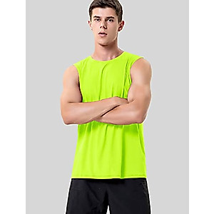 Workout Tanks Men Dry Fit Sleeveless Sport Shirts(Neon Green,M)