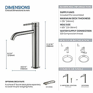 KIBI KBF1009 Solid Brass Single Handle Circular Faucet for Bathroom Sink | High Arc Faucet spout (Brushed Nickel)