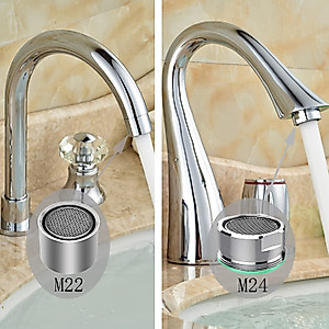 4pcs Faucet Aerators, 2pcs Aerator Filter Replacement Parts, with Brass Housing, 2pcs 15/16 Inch Male and 2pcs 55/64 Inch Female Bathroom Aerator Faucet Filters with Gaskets,for kitchen bathroom