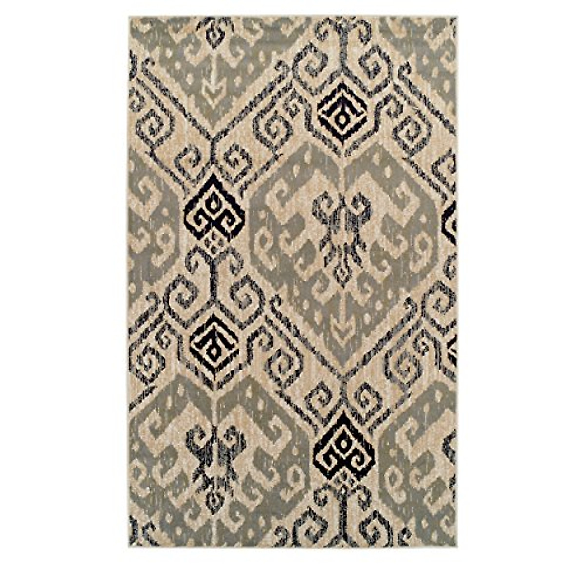 Superior 8mm Pile Height with Jute Backing, Gorgeous Ikat Damask Pattern, Fashionable and Affordable Woven Rugs, 8' x 10' Rug, Beige