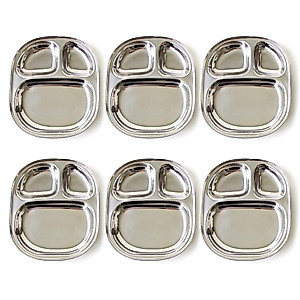 Ecolunchbox Stainless Steel Divided Dinner Tray Large (6-Pack)