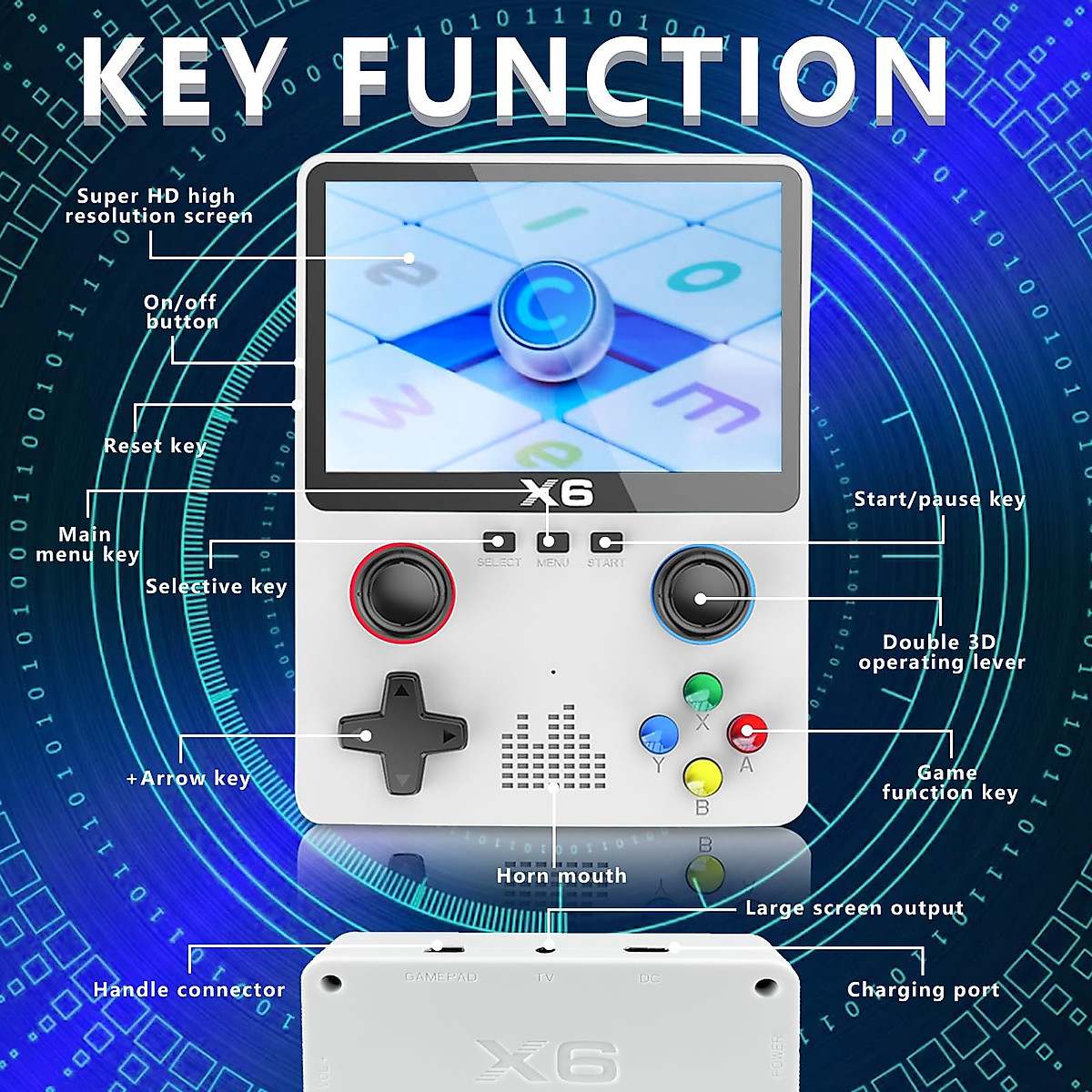 Handheld Retro Game Console with 32G TF Card ,Preloaded 10,000+ Games, Retro Gaming Console Supported 11 Emulators 3.5-inch IPS Screen (White)