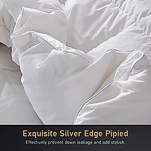 DWR Pinch Pleat Goose Feathers Down Comforter King Size, Ultra Soft Cotton Blend Cover, Luxury Fluffy Duvet Insert with 8 Corner Tabs, All-Season Medium Warm Bed Comforter(White, 106"x90")
