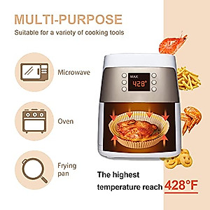 ORIGLE Air Fryer Liners 100Pcs Air Fryer Disposable Paper Liner, 6.3Inch Non-stick Parchment Paper, Oil Resistant, Waterproof, Food Grade Oven Liner for 2-5 QT Air Fryer, Steamer, Microwave oven