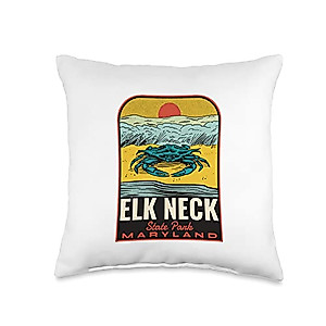 Elk Neck State Park Merch Elk Neck State Park MD Vintage Travel Throw Pillow, 16x16, Multicolor