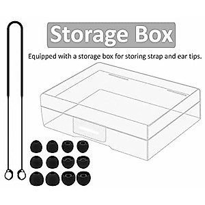 Strap Ear Tips Kit for WF-1000XM4, Anti-Lost Soft Silicone Lanyard Neck Rope Cord Leash Replacement Gel Eartips Earbuds Skin Accessories Compatible with Sony WF-1000XM4 - Black