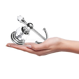 BATHSIR Crystal Robe Hook, Polished Chrome Double Towel Hook for Bathroom, Wall Mounted Silver Coat Hook