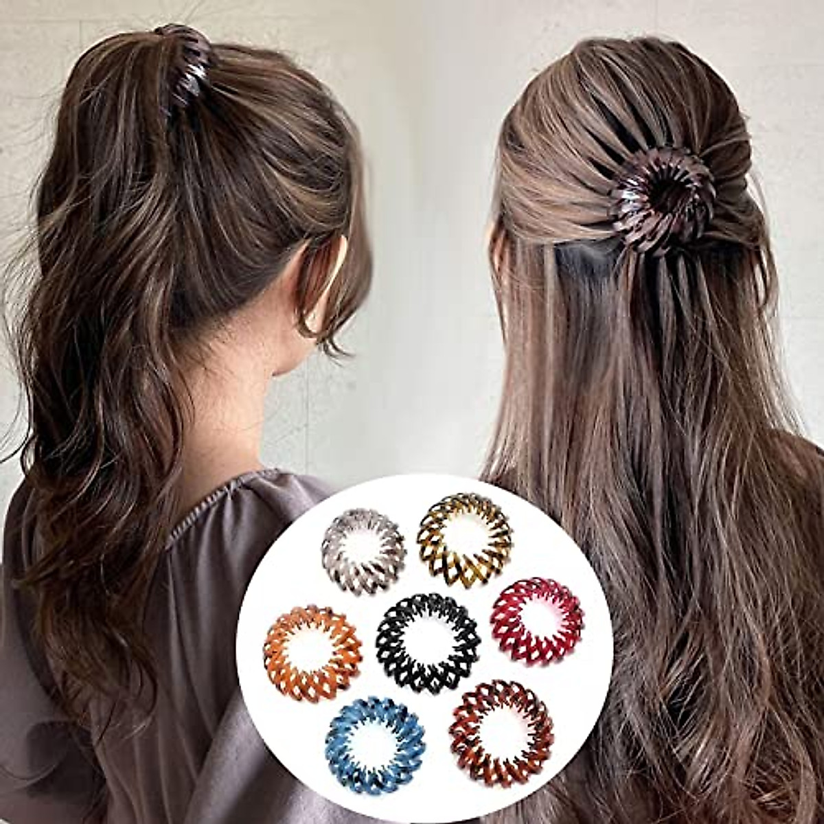 Pureadee 7PCS Bird Nest Magic Hair Clip, Hair Holder - Includes 7 Pastel Plastic Resin Material, Geometric Design, Anti-Skid, Compatible with Thin Hair for Special Occasions