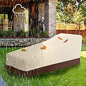 Patio Furniture Covers, Double Wide Chaise Lounge Chair Cover (86 x 36 x 32 Inch) 600D Heavy Duty Outdoor Patio Furniture Cover Chair-Waterproof & Weather Resistant, Anti UV - Beige & Brown