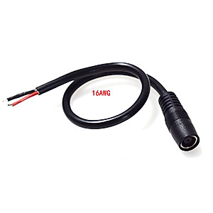 3PCS DC7909 DC8mm Power Cable, 12V 24V DC 8mm Female Plug to Bare Wire Open End Power Wire Supply Repair Cable, 16AWG DC 7.9 x 5.5mm Barrel Connector Pigtail for Solar Cell,Outdoor Power Supply(0.3m)