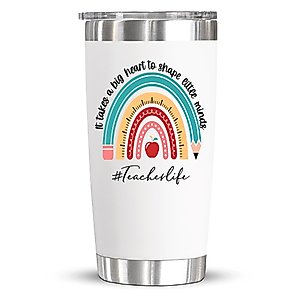 88FERMION Teacher Appreciation Gifts, Teacher Gifts for Women, Thank You Gifts From Students, It Takes a Big Heart to Shape Little Minds, 20 Oz Stainless Steel Tumbler