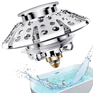 AzWzz Universal Tub Stopper Bathtub Drain Plug, Pop Up Tub Drain Hair Catcher, Drain Cover with Strainer, for 1-3/8 to 2in Bath Drain Hole