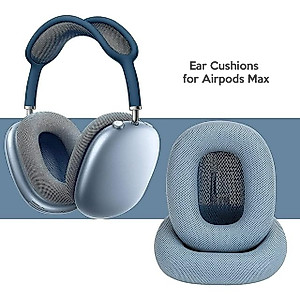 Replacement Ear Cushions for Airpods Max - Premium Protein Leather, Memory Foam and Strong Magnet (Blue)