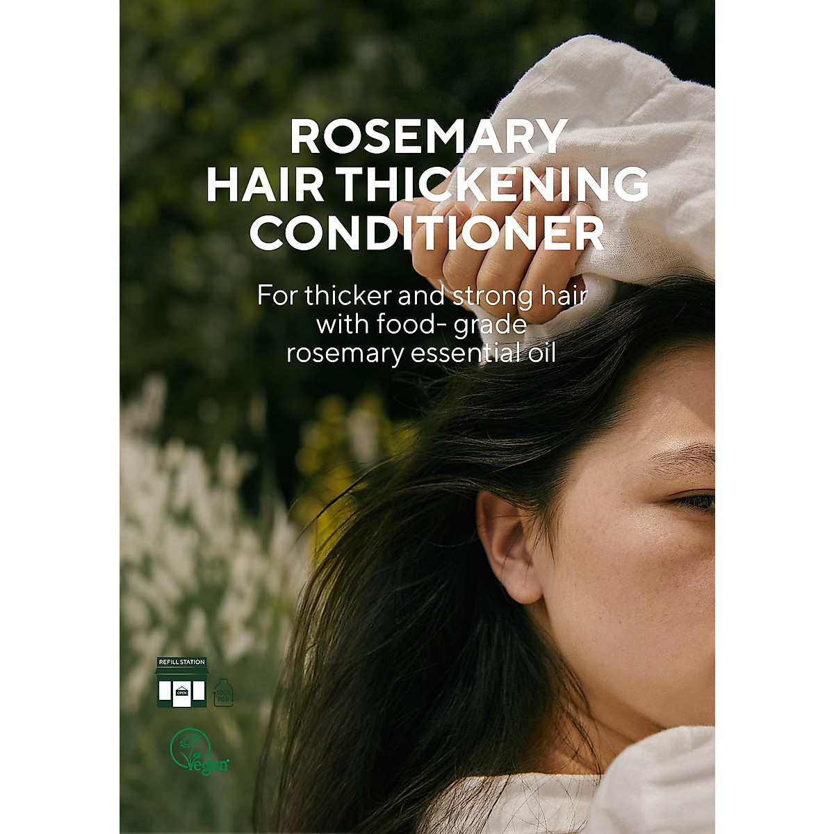 AROMATICA Rosemary Hair Thickening Conditioner 13.53oz/400ml, Vegan Hair Conditioner for damaged hair and dry hair - Moisturizing Conditioner For Men and Women