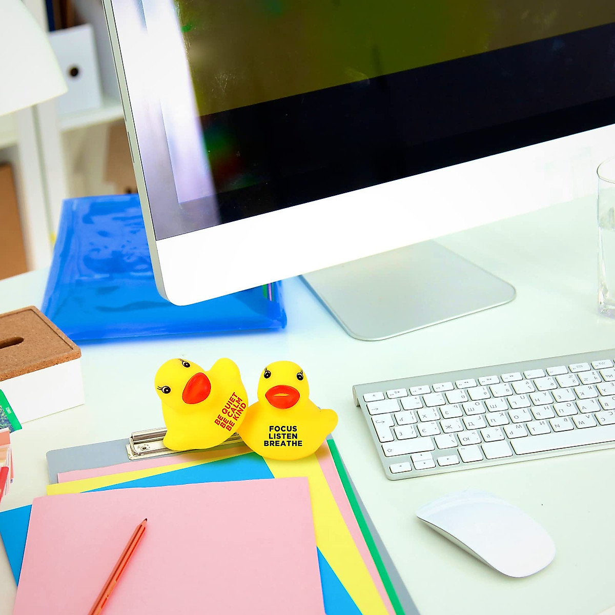 Lenwen Rubber Duck Bath Toy Inspirational Gift Motivational Rubber Ducks Thank You Gifts Inspirational Party Favors Baby Shower Decorations Birthday Party Favors(60 Pcs,1.3 Inch)