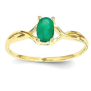 IceCarats 14K Yellow Gold Green Emerald Ring Gemstone Band May Birthstone Jewelry Size 7.00