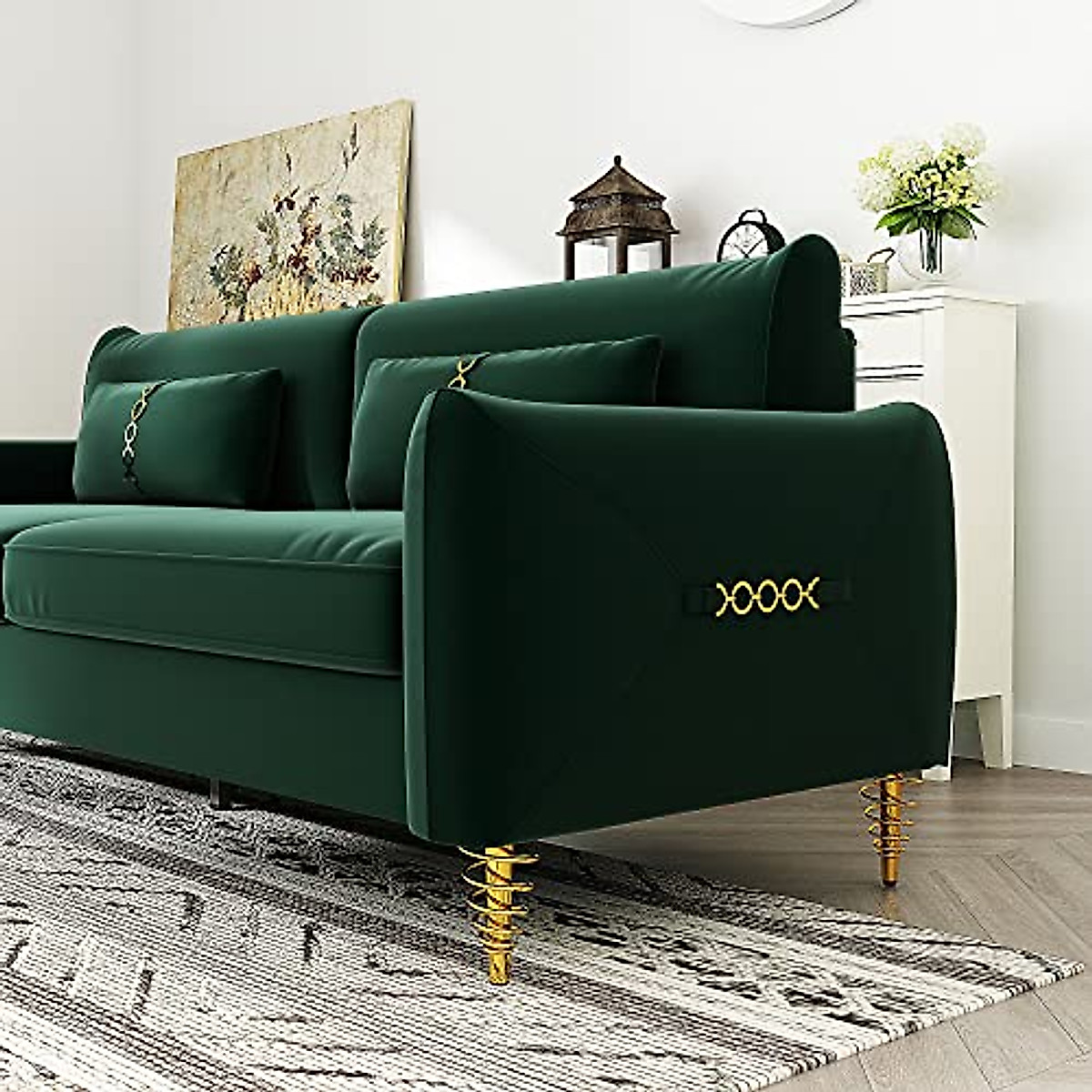 TUBAIHON Oversized Sectional Sofa Couch L Shaped U Shaped Convertible Chenille Modular Couch Set Deep Seat Couches for Modern Living Room/Apartment/Office (1, P19-green)