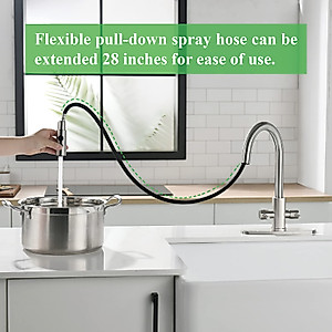 Kitchen Faucet, Kitchen Sink Faucet, 2 Handles Sink Faucet, Faucet, Kitchen Faucet Pull Down, Faucet with Sprayer, Bar Faucet, Stainless Steel, Brushed Nickel, PAKING