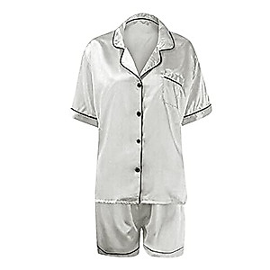 Women Pink Pajamas Kids Satin Pajamas Pink Silk Pajamas Women Silk Pajamas Set Pink Silk Pajamas for Women (White, M)