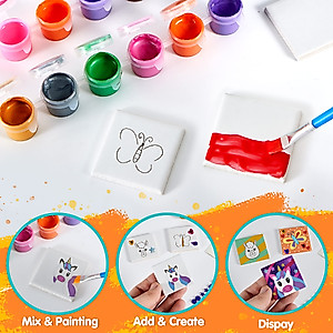 JOYIN 24 Magnetic Mini Tiles Art Kit, Creativity DIY Paint, Arts and Crafts for Kids, DIY Supplies for Party Favors, Family Activity, Birthday Present, Toys Gifts for Boys and Girls Ages3-12