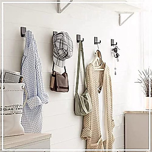 Adhesive Hooks - 5 Pack Heavy Duty Wall Hooks Waterproof Stainless Steel Hooks for Hat Towel Robe Hooks Rack Wall Mount - Bathroom Kitchen Home Hotel Office Cabinet and Bedroom Matte BLACK05