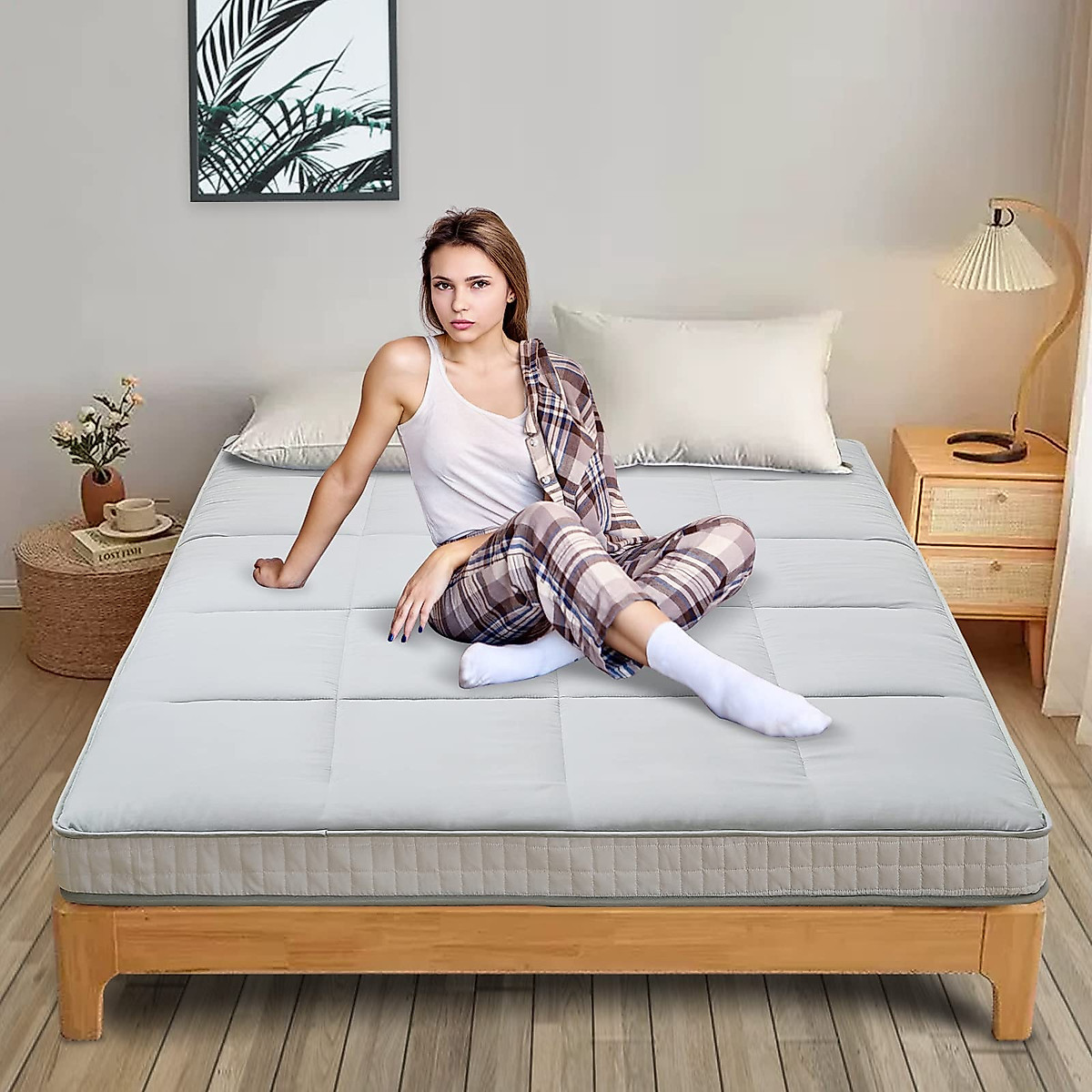 DoCred Twin Size Futon Mattress, Extra Thick Foldable Japanese Floor Mattress Memory Foam Sleeping Pad for Adults - Roll Up Mattress Tatami Mat Folding Sleeping Pad Breathable Floor Lounger Guest Bed