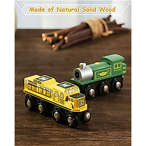 SainSmart Jr. Wooden Train Set Accessories, Magnetic Toy Car Set (10 PCS), Compatible with All Major Brands, Gift for Toddlers, Boys, and Girls Aged 3+