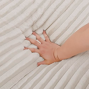 Extra Wide Deep Seat Oversized Loveseat Chaise Lounge Sectional Sofa Bed Napping Daybed Fluffy Corduroy Upholstered Cloud Couch with Detachable Thicked Cushions and Armrest for Living Room Office