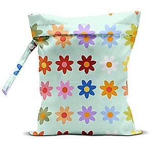 zcyxuuw Wet Bag, Wet Dry Bag, Wet Bag for Swimsuit, Travel, Beach, Pool, Diapers, Dirty Yoga Gym Clothes, Toiletries, Makeup Bag, Waterproof Reusable Cute Daisy Floral Flower