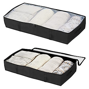 YOUDENOVA Large Under Bed Storage Bags with Lids, Clear Window Underbed Storage Container with Handles and Zippers, Shoe Storage Organizer Under Bed, Couch, Crib