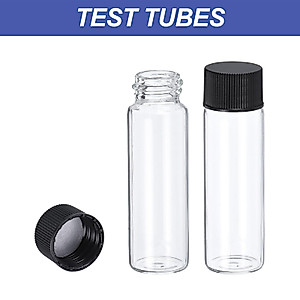 PATIKIL 15ml Clear Glass Vials, 8 Pack Sample Vials with Screw Cap Reagent Media Bottle with Labels Leak-Proof Liquid Vial for Lab