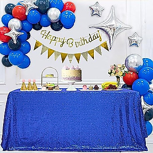 Trlyc Royal Blue Sequin Tablecloth - 60x84inch Glitter Tablecloth Rectangle Party Wedding Christmas Table Cloth