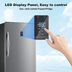 Techomey 17 Cu.Ft Upright Freezer, Stand Up Freezer Frost Free, Convertible Freezer/Refrigerator, Garage Freezer with Single Door, Quick Freeze, Stainless Steel