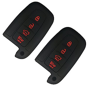 2Pcs Coolbestda Silicone Smart Key Fob Cover Case Remote Skin Keyless Jacket Protector for Hyundai Elantra Sonata Veloster Kia Sportage Soul Sorento Forte 4 Buttons Black
