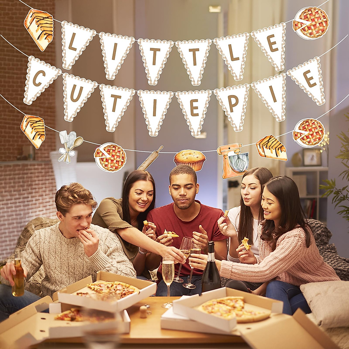 Balterever Little Cutie Pie Baby Shower Decorations Cutie Pie Baby Shower Banner Garland Pie First Birthday Decorations Pie Theme Baby Shower Party Bunting Decorations for Kids Boys Girls