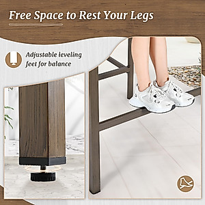 Cozyman Outdoor Bar Height Table and Chairs Set, 3 Piece Patio Pub Bar Set with 55" Slatted High Top Table and 2 Armrest Bar Stools for Balcony, Poolside, Yard, Teak