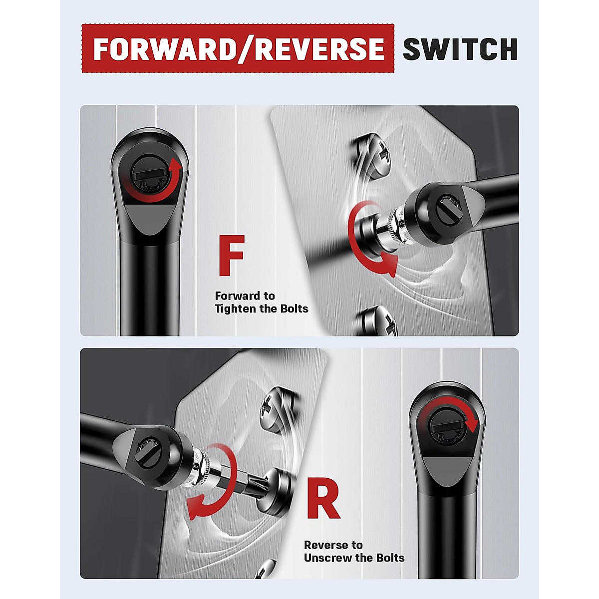 Tarlido 3/8" Electric Ratchet Wrench, 4" Extended 40 Ft-Lbs 400 RPM 12V Cordless Battery Powered Ratchet Wrench Set with LED Light, Including 2 Batteries, 11 Sockets and Fast Charge