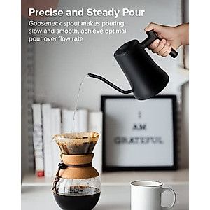 Electric Gooseneck Kettle With Variable Temperature Control, One-key Control All Functions, Pour-Over Coffee Kettle and Tea Kettle, 1200W Quick Heating, 0.8L, Built-in Stopwatch, Matte Black