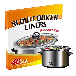 FASOZUKA Slow Cooker Liners 40×Cooking Bags Small Size Disposable Pot Liners, Fit 1QT to 3QT for Slow Cooker Cooking Trays Suitable for Oval & Round Pots 11"x 16", 40 Liners (40)