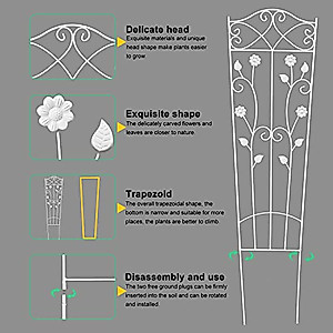 XYADX Trapezoidal Garden Trellis for Climbing Plants Outdoor, Sturdy Metal Trellis Climbing Plants Support, 59 X 16 Inches Garden Trellis for Vegetables and Flowers Pack of 4 - White