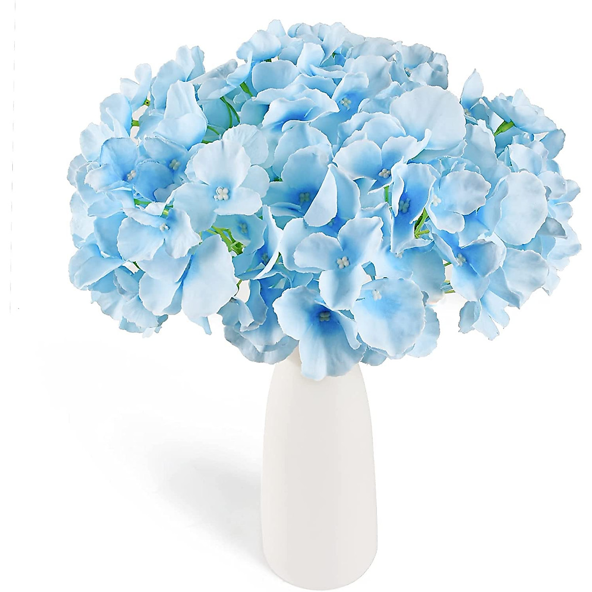 HUIANER 6PCS Artificial Hydrangea Flowers, 15.74” Fake Silk Flower Heads with Stems for Wedding Centerpiece Bouquets Home Office Party Garden DIY Craft Art Decoration(Light Blue)