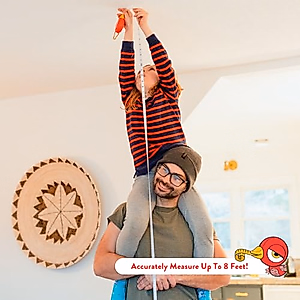 Handy Famm 8Ft Animal-Shaped Kids Tape Measure, Level & Protractor Angle Finder, Fun Educational Children's Tape Measure, Small Measuring Tape for Learning Early Math Skills, Ages 6+, Red Bird