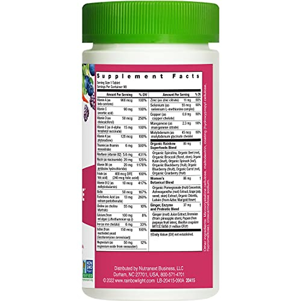 Rainbow Light Multivitamin for Women, Vitamin C, D & Zinc, Probiotics, Women’s One Multivitamin Provides High Potency Immune Support, Non-GMO, Vegetarian, 90 Tablets