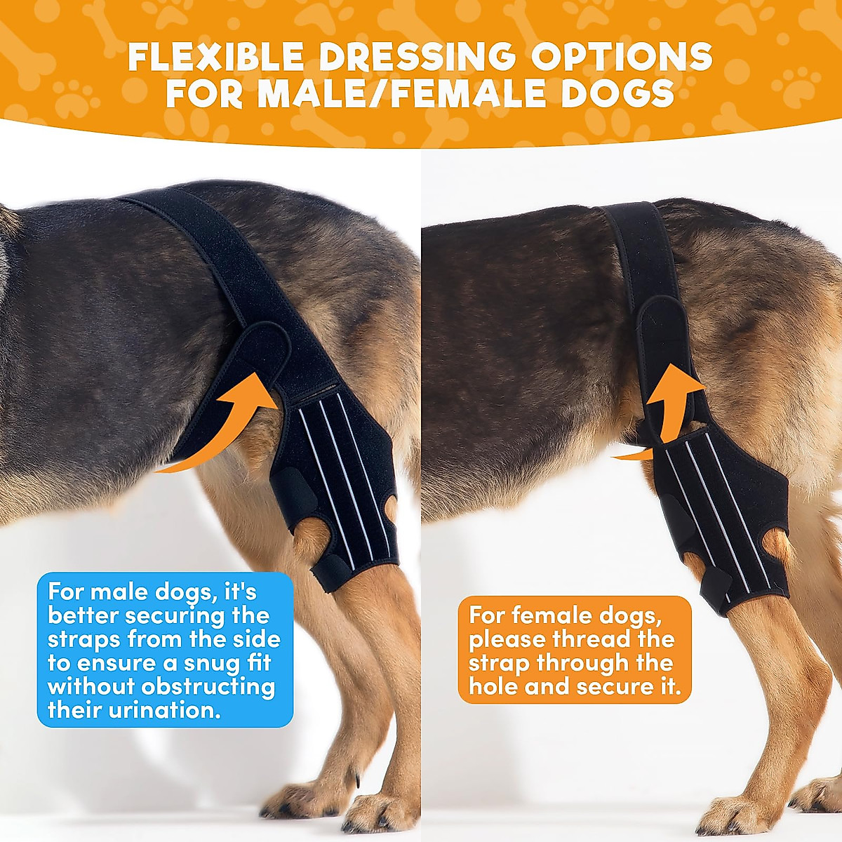 BENCMATE Adjustable Dog Knee Brace, Universal Designed for All Four Limbs, Dog ACL Hind Leg Brace, Dog CCL Brace, Support with Cruciate Ligament Injury, Joint Pain and Muscle Sore (Black, Large)