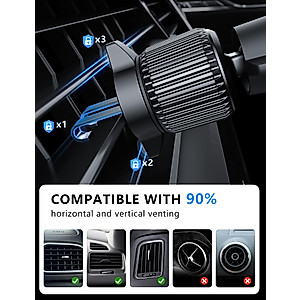 Holdersafe Fits Magsafe Car Mount for iPhone: [20 Powerful Magnets] Magnetic Air Vent Phone Holder [1080° Adjustable] Compatible iPhone 15 14 13 12 Pro Plus Max Mini & MagSafe Case & All Cell Phones