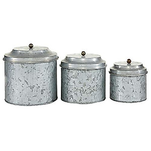 Deco 79 Metal Galvanized Decorative Jars, Set of 3 8", 7", 6"H, Silver