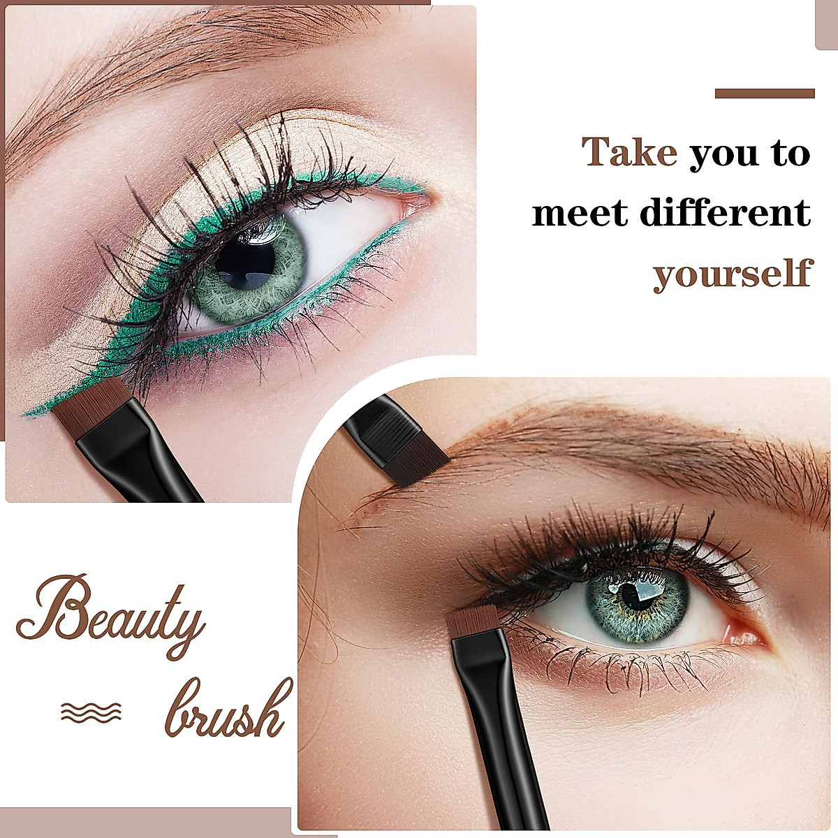 Potchen 30 Pcs Eyeliner Brush Set Gel Angled Eye Liner Brush Fine Flat Slanted Eyebrow Brushes Define Brow Brushes Thin Makeup Brushes Tool for Women Girls Salon Beauty Cosmetic Esthetician Supplies