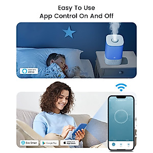 Humidifiers for Bedroom Large Room, Esemoil Smart WiFi Cool Mist Humidifiers for Baby, 3.5L Top Fill & 28dB Quiet, 40H Air Ultrasonic Diffuser with 8 Color Light, Voice Control, Compatible with Alexa