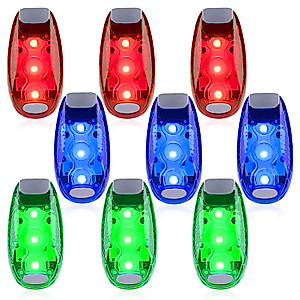 9 Pack Led Safety Light, Safety Light, High Visibility Strobe Running Lights Used for Bicycle, Walking Etc. Clip-On Running Lights Clip to Clothes Strap to Wrist, Bike Or Anywhere(Red/Blue/Green)